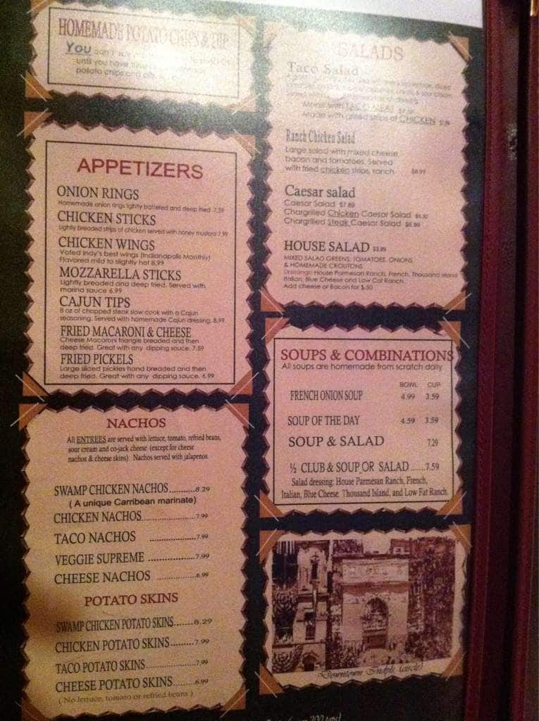 Menu at Shallo's Antique Restaurant & Brewhaus, Indianapolis