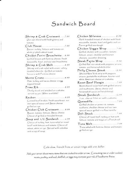 Menu at Stonehouse Restaurant & Lounge, Escanaba