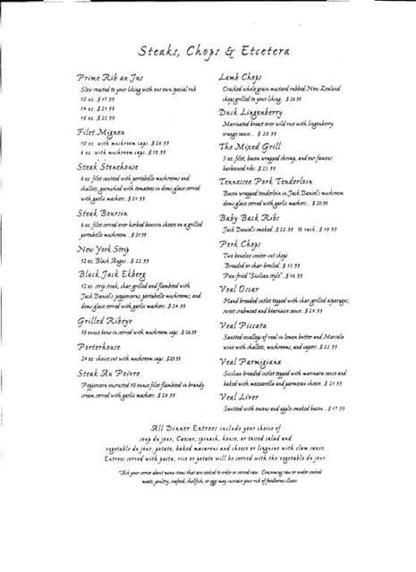 Menu at Stonehouse Restaurant & Lounge, Escanaba