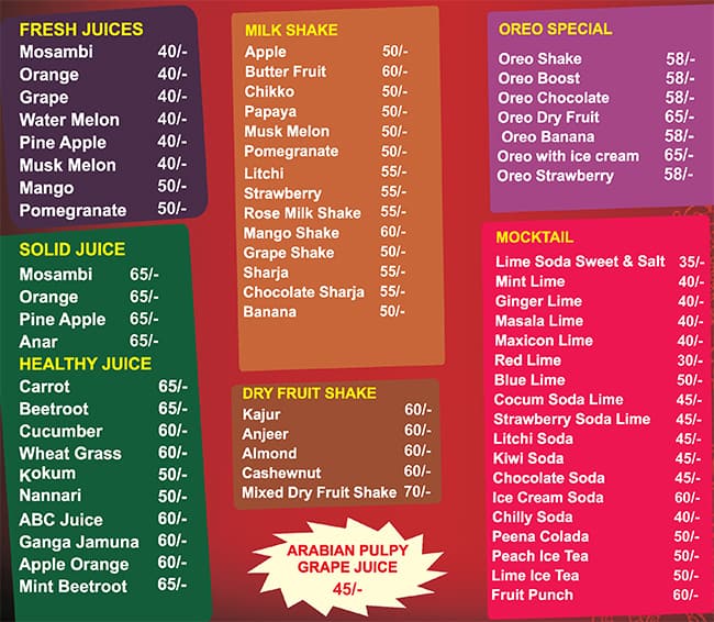 Menu of Manasa Cool Cafe, Electronic City, Bangalore