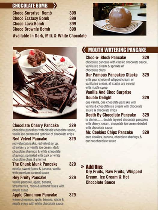 Menu at The Chocolate Room Cafe & Lounge, Hyderabad