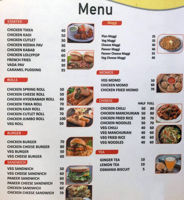 Menu of Richa's Cafe, Bannerghatta Road, Bangalore