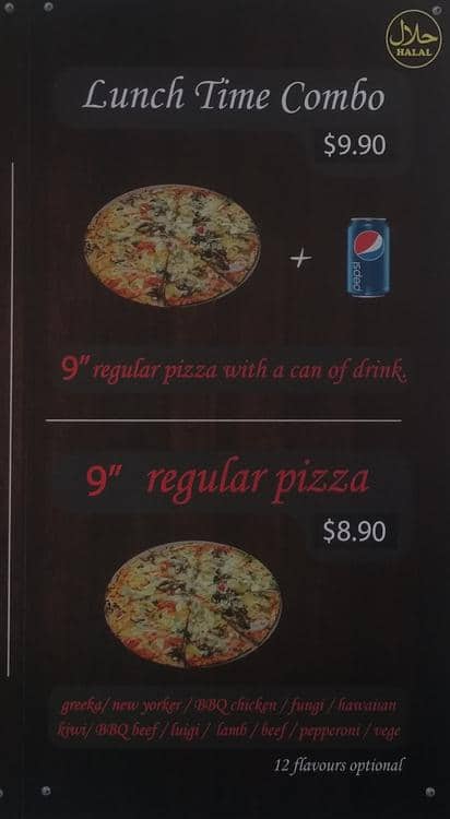 Carta de pizzería Heat, Auckland