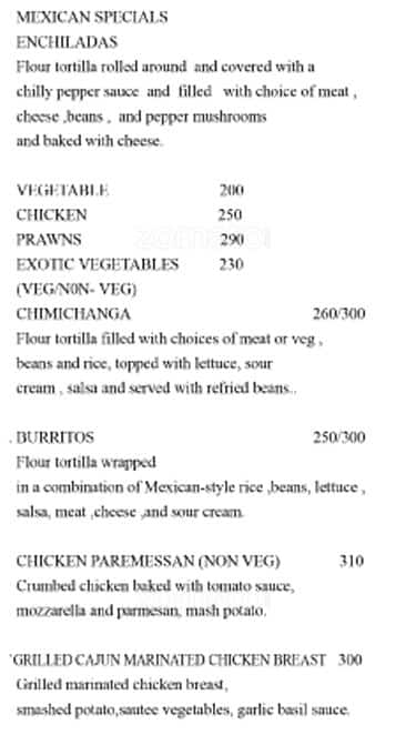 Menu at Mexitaly, Hyderabad, Levels