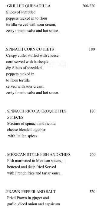 Menu at Mexitaly, Hyderabad, Levels