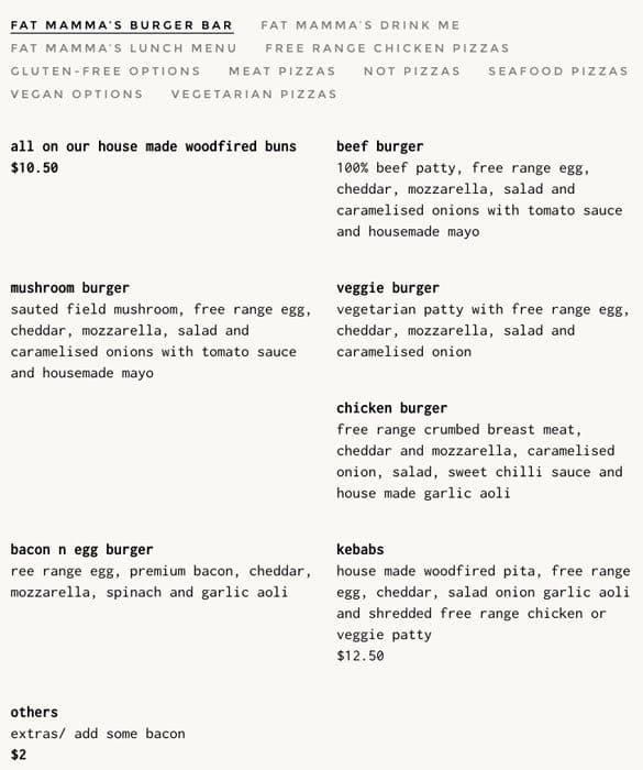 Menu at Fat Mamma's Pizza pizzeria, High Wycombe