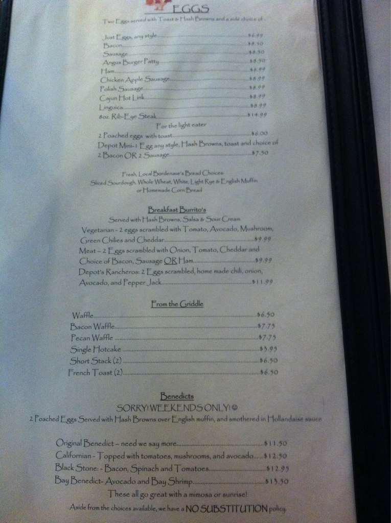 Menu at Depot Garden Cafe, San Rafael