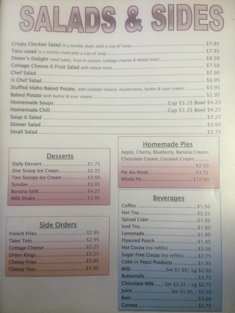 Menu at Wayside Cafe, Heyburn, ID-24