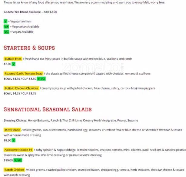 Menu at Melt Bar & Grilled, Cleveland, Euclid Ave