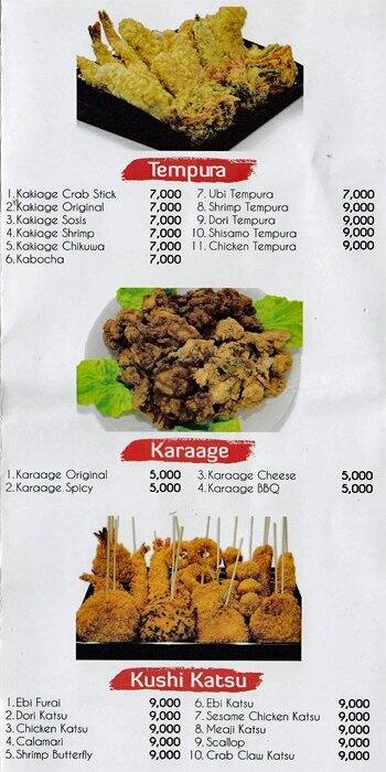 Menu at Shigeru restaurant, South Tangerang, Living World 2nd Floor