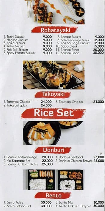Menu at Shigeru restaurant, South Tangerang, Living World 2nd Floor