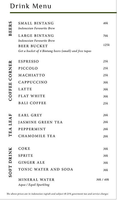 Menu at Ashoka Restaurant, Gianyar