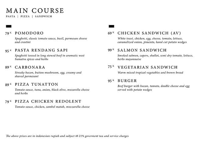 Menu at Ashoka Restaurant, Gianyar