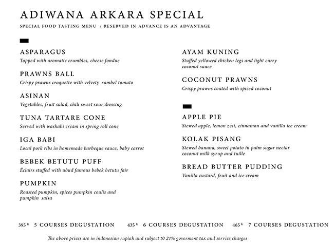 Menu at Ashoka Restaurant, Gianyar