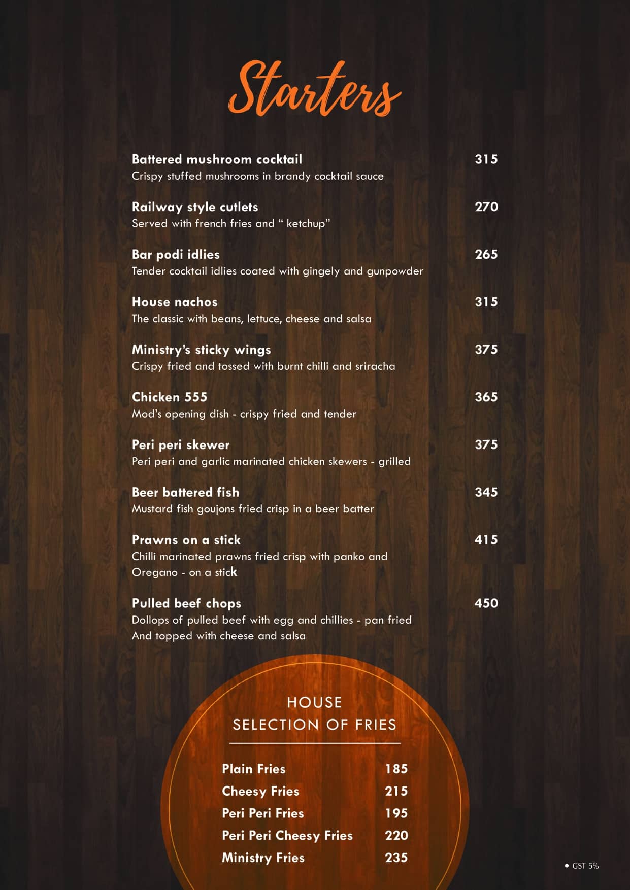 Menu at Ministry of Drinks (MOD) Chennai Pub Restobar Nightclub, Chennai