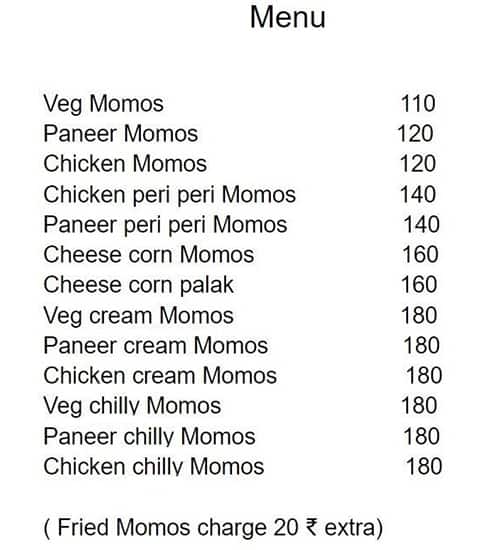 Menu of The Worli Momos, Worli, Mumbai