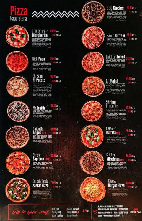 Menu of Cut Napoli Pizza, Al Falah City, Abu Dhabi