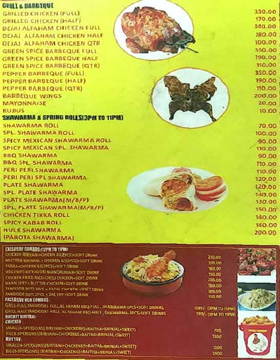 Menu at Namma chennai kitchen, Chennai