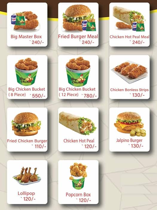 Menu of Big Chicken, Brookefield, Bangalore