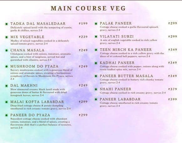 Menu of Fateh Singh Da Dhaba, Karol Bagh, New Delhi