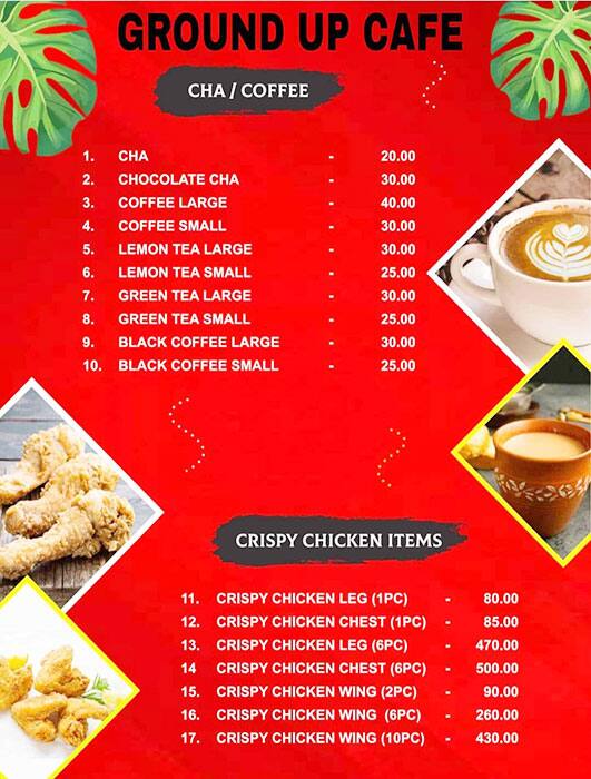 Menu of Ground Up Cafe, Dum Dum, Kolkata