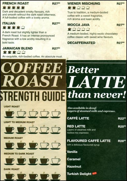 Menu at House of Coffees. cafe, Sandton, Shop B1 Sandton City
