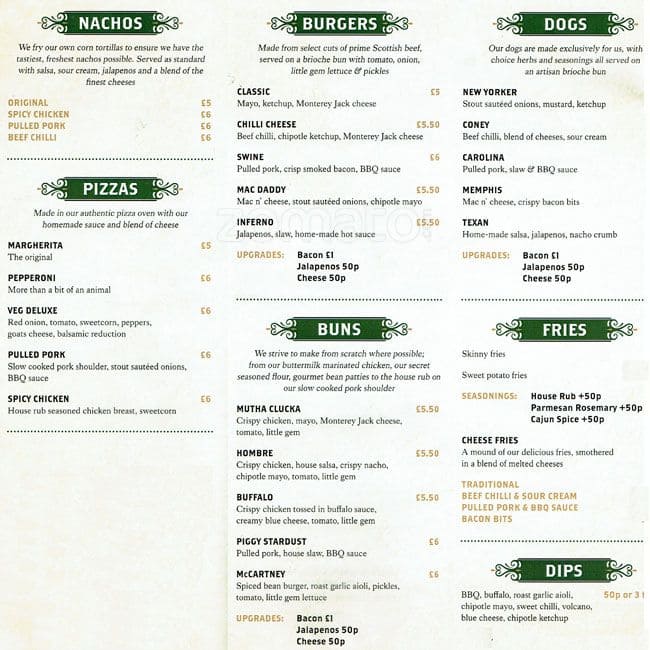 Menu at Kitty O'Shea's Glasgow City Centre pub & bar, Glasgow