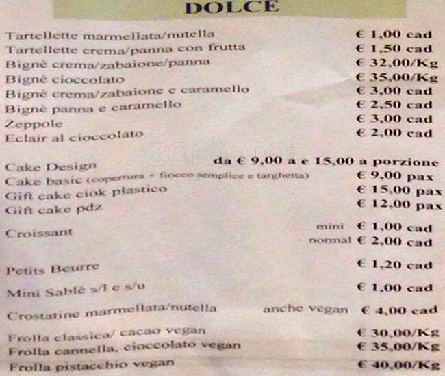 Menu da Croquembouche pasticceria, Roma
