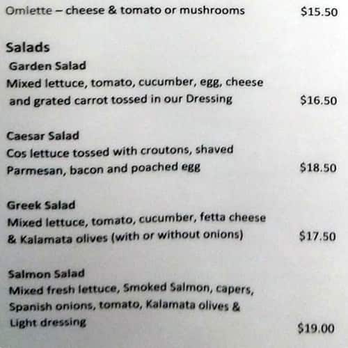 Menu at Ruby T's Maling restaurant, Canterbury