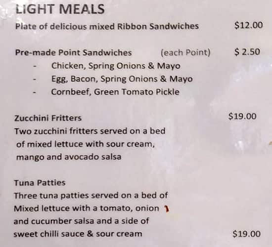 Menu at Ruby T's Maling restaurant, Canterbury