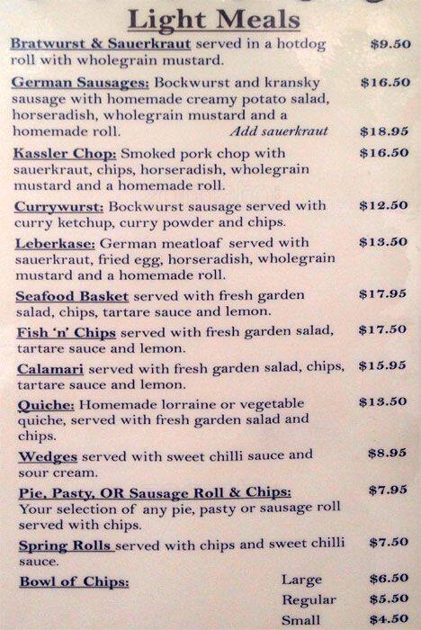 Carta del restaurante Hahndorf Kaffehaus & Fine Foods, Hahndorf