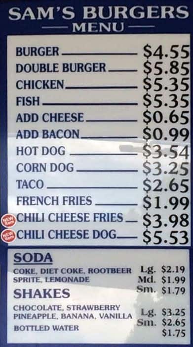 Sam's Super Burgers Menu, Menu for Sam's Super Burgers, San Leandro ...
