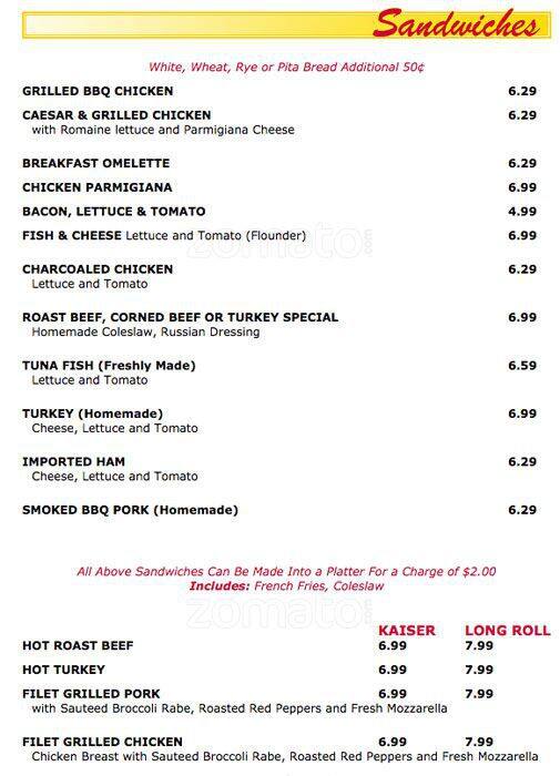 Menu at Famous Georges Pizzeria Pasta, King of Prussia