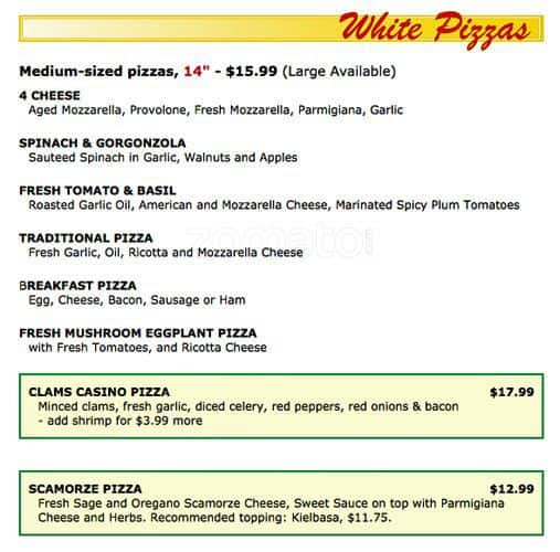 Menu at Famous Georges Pizzeria Pasta, King of Prussia