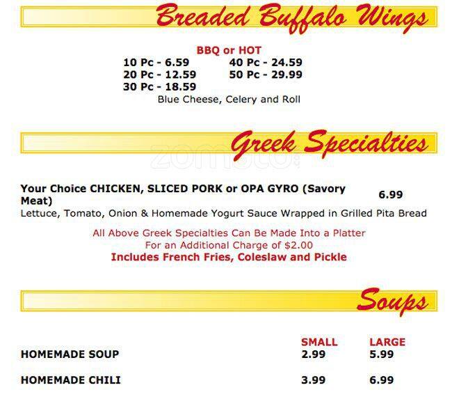 Menu at Famous Georges Pizzeria Pasta, King of Prussia