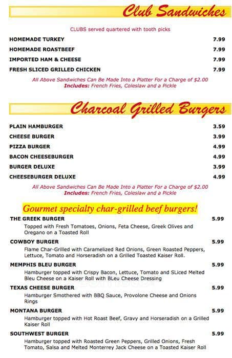 Menu at Famous Georges Pizzeria Pasta, King of Prussia