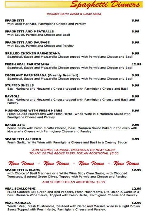 Menu at Famous Georges Pizzeria Pasta, King of Prussia
