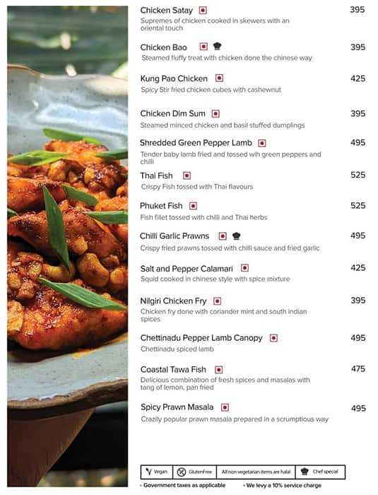 Menu at Villa 77, Chennai