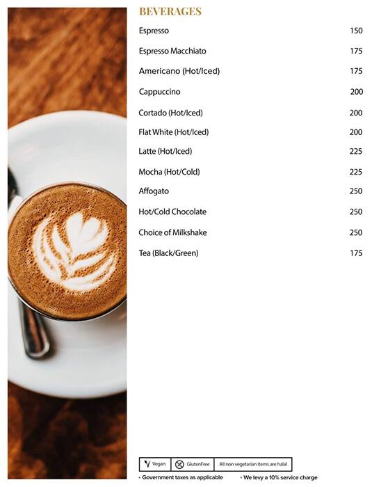 Menu at Villa 77, Chennai