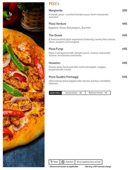 Menu at Villa 77, Chennai