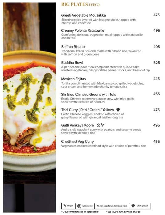 Menu at Villa 77, Chennai