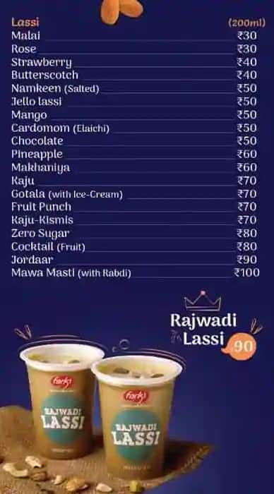 Menu of Farki, Bopal, Ahmedabad