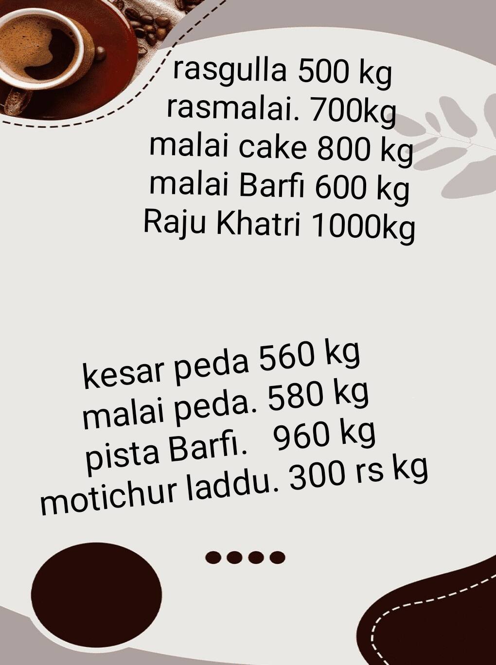 Menu of R A Sweet Farsan Snack, Vikhroli, Mumbai