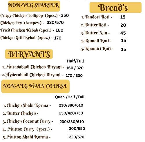 Menu of Lazeez Kitchen, Dilshad Garden, New Delhi