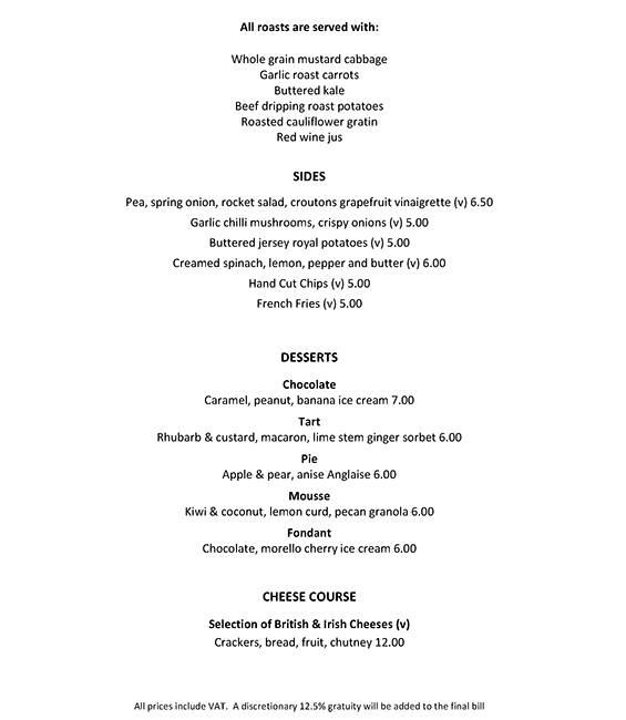 Menu at The Gun, Docklands pub & bar, London, 27 Coldharbour