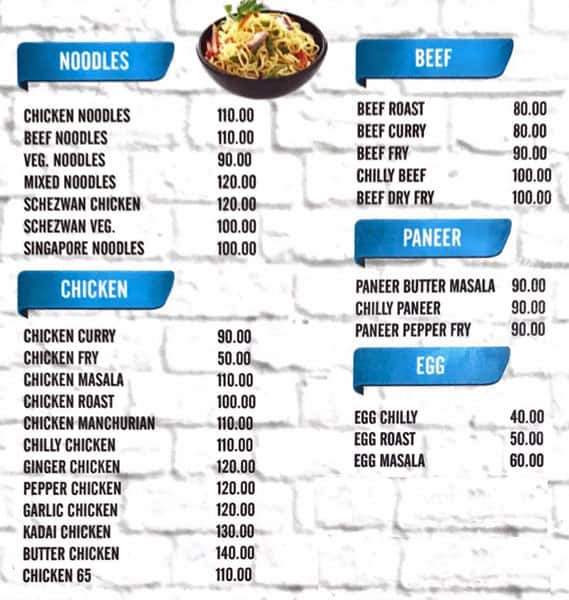 Menu of Arabian Fil Fil, Edappally, Kochi
