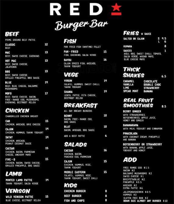 Red Star Restaurant Menu