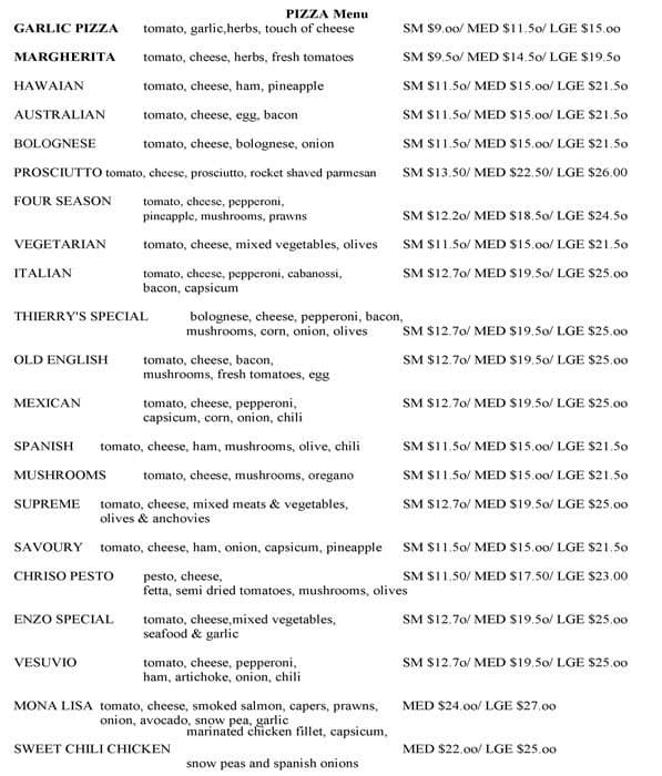 Enzo Italian Menu, Menu de Enzo Italian, Camden, Sydney - Urbanspoon/Zomato