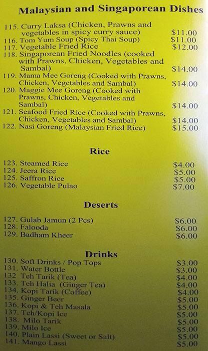 Menu at Dosa Villas restaurant, Campbellfield