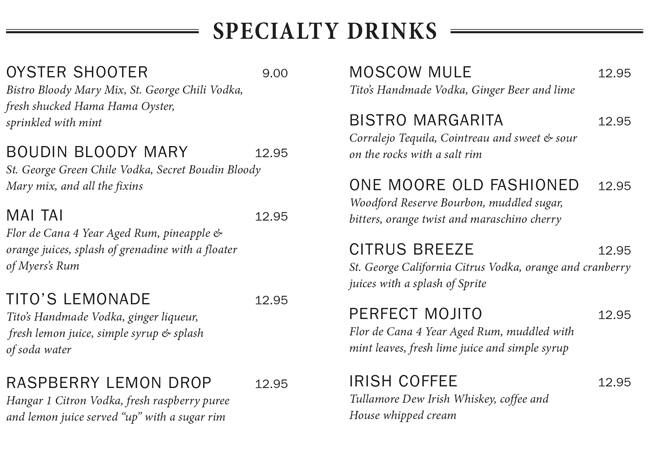 Menu at Boudin Bakery, San Francisco, 160 Jefferson St